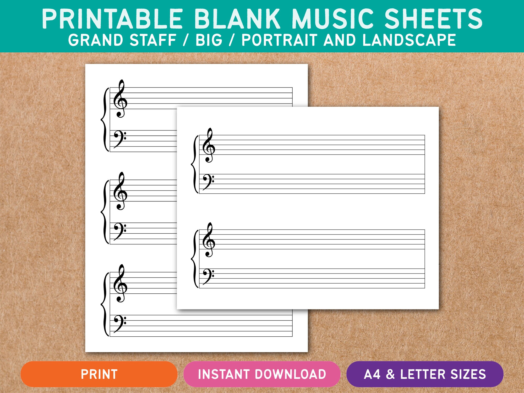 Printable Blank Music Sheets - Grand Staff Big - Manuscript Paper ...