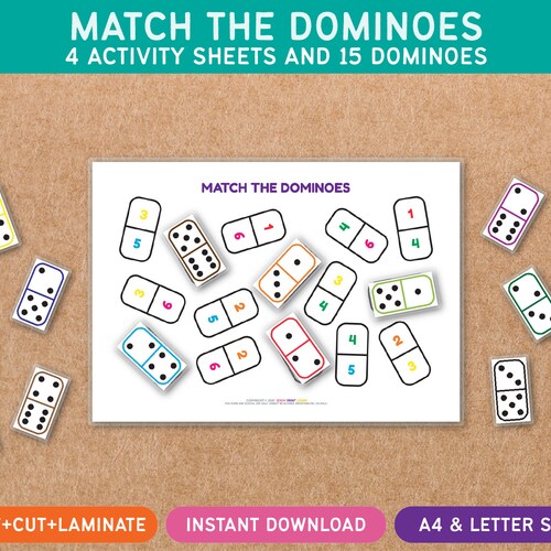 Match the Dominoes Numbers Problem Solving Preschool - Etsy