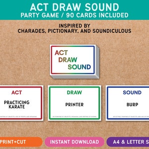 Act Draw Sound - Printable Cards - Party Game - Inspired by Charades ...