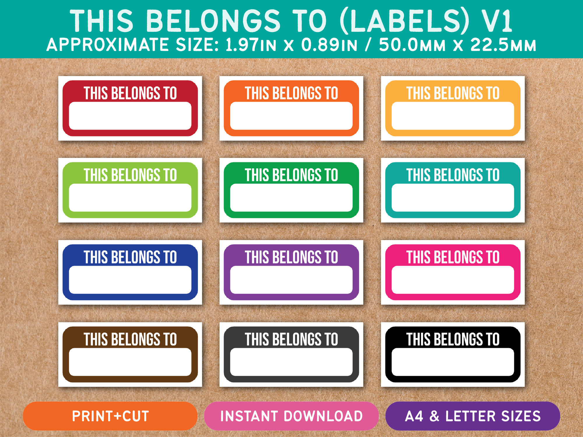 This Belongs to - Label - Version 1 - Printable - Blank Name Tag - Card Sticker - School - First ...