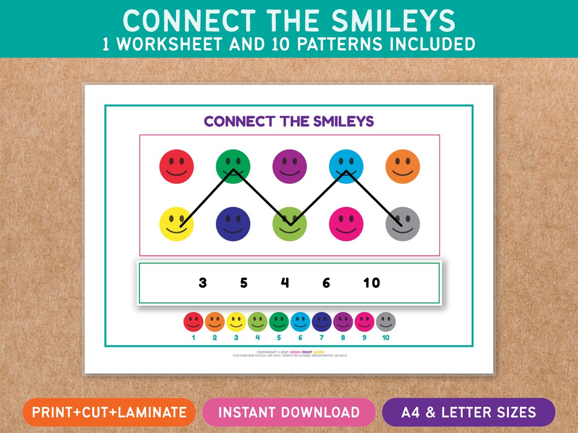 Connect the Smileys Worksheet Pattern Writing Pre-writing Skills Fine ...
