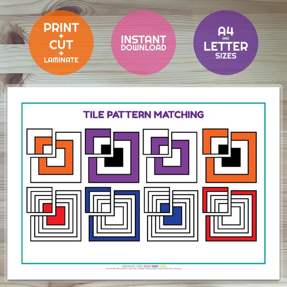 Colorful Tiles Pattern Matching Game Problem Solving | Etsy