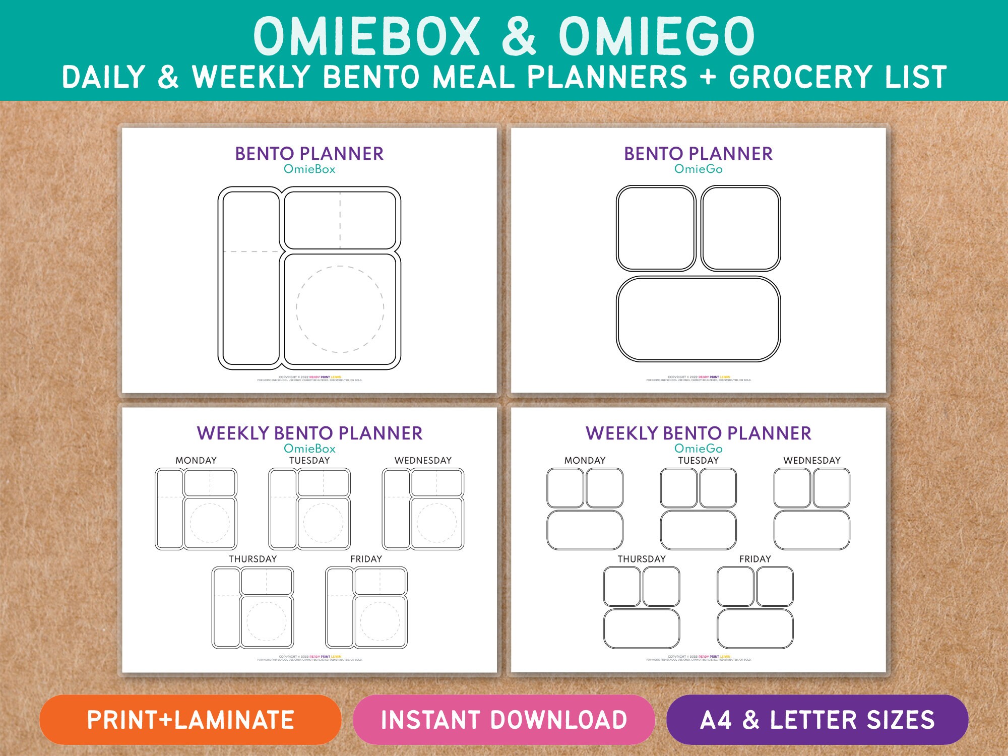 Omiebox Omiego - Bento Meal Planner - Daily Weekly - Meal Snacks Lunch ...