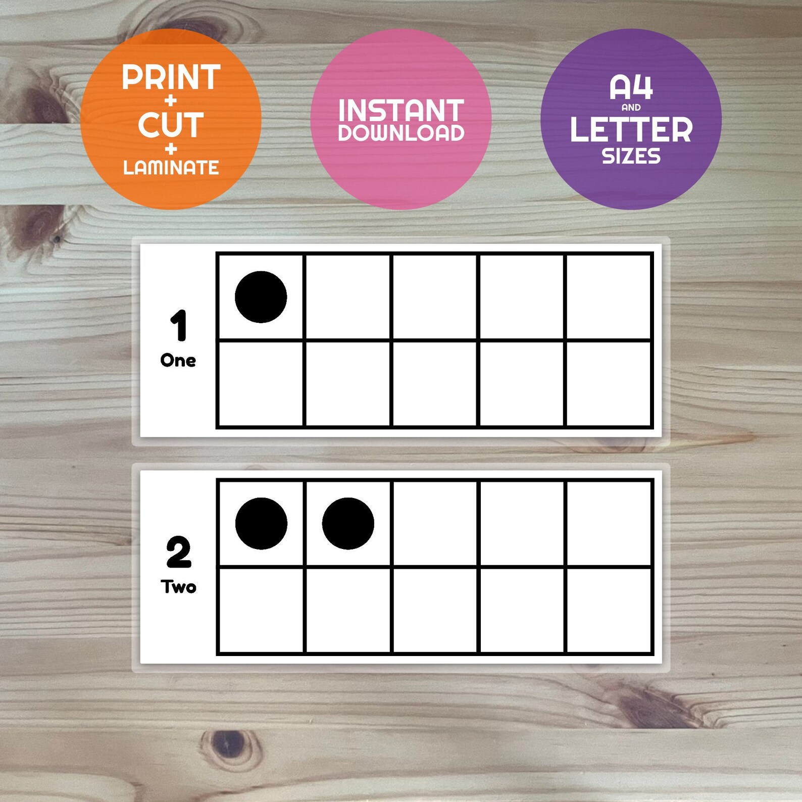 Ten Frame Flash Cards Learning Numbers 1 to 10 Counting | Etsy