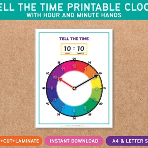 Learn to Tell the Time Printable Clock Kids Learning Game Homeschool ...