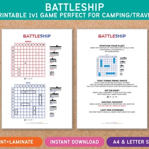 Printable Battleship Game - Competitive Strategy Guessing 1v1 Fleet ...