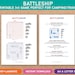 Printable Battleship Game Competitive Strategy Guessing 1v1 Fleet ...