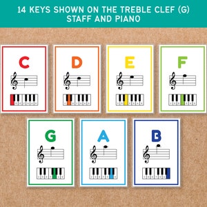 Music Notes Flash Cards - Treble G and Bass F Clef - Music Theory ...