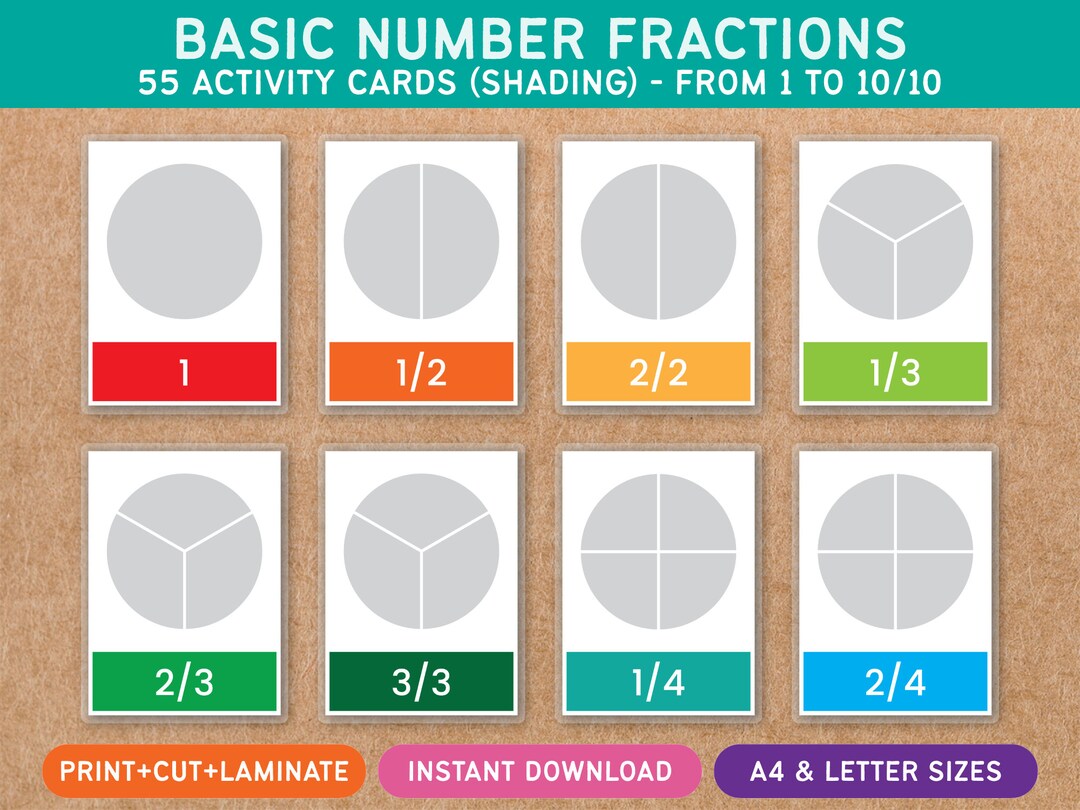 Basic Number Fractions Shading Activity Cards Printable Primary School ...