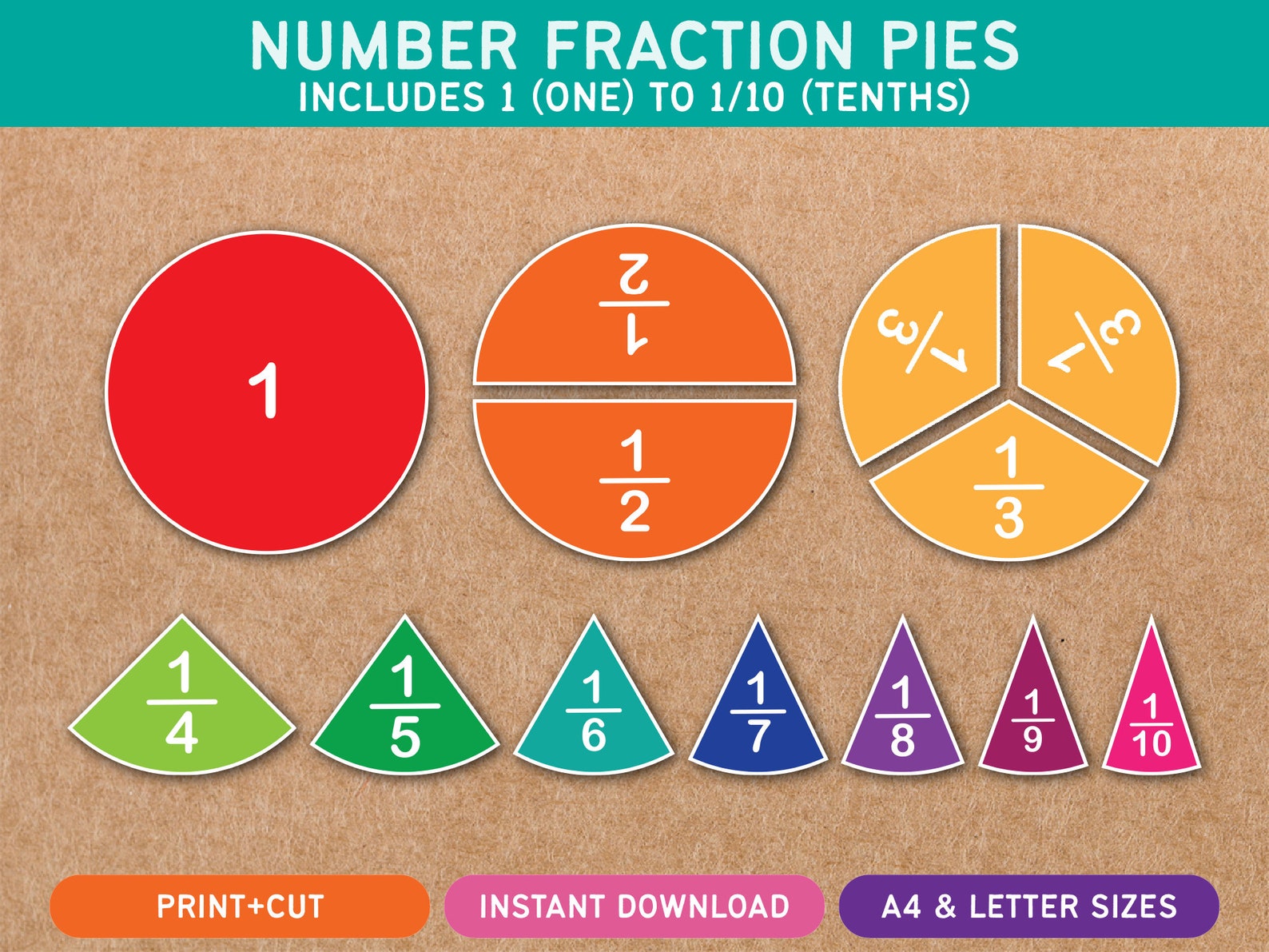 Number Fraction Pies - Printable - Primary School - Homeschool - Home ...