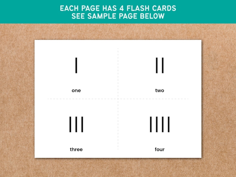 Tally Marks Numbers 1 to 20 Flash Cards Printable Counting Learning ...