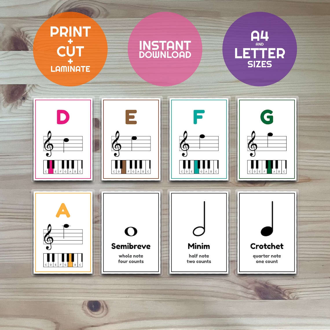 Music Notes Flashcards Treble G Clef Music Theory Learn | Etsy