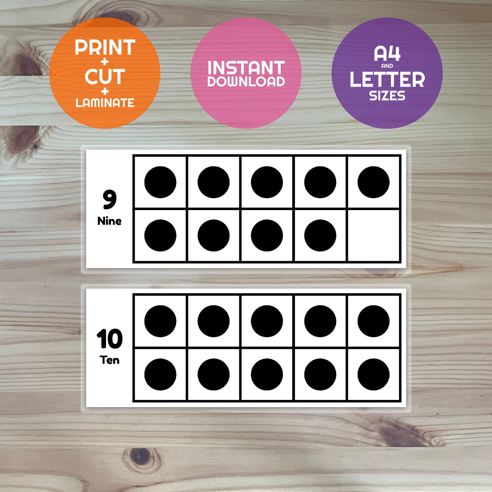 Ten Frame Flash Cards Learning Numbers 1 to 10 Counting | Etsy