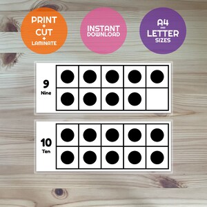 Ten Frame Flash Cards Learning Numbers 1 to 10 Counting | Etsy