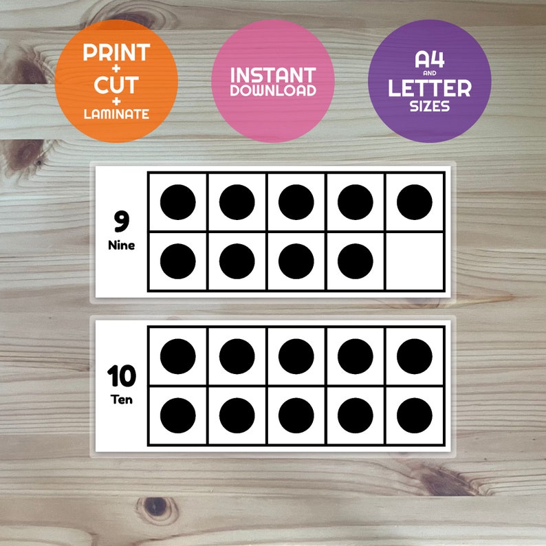 Ten Frame Flash Cards Learning Numbers 1 to 10 Counting | Etsy