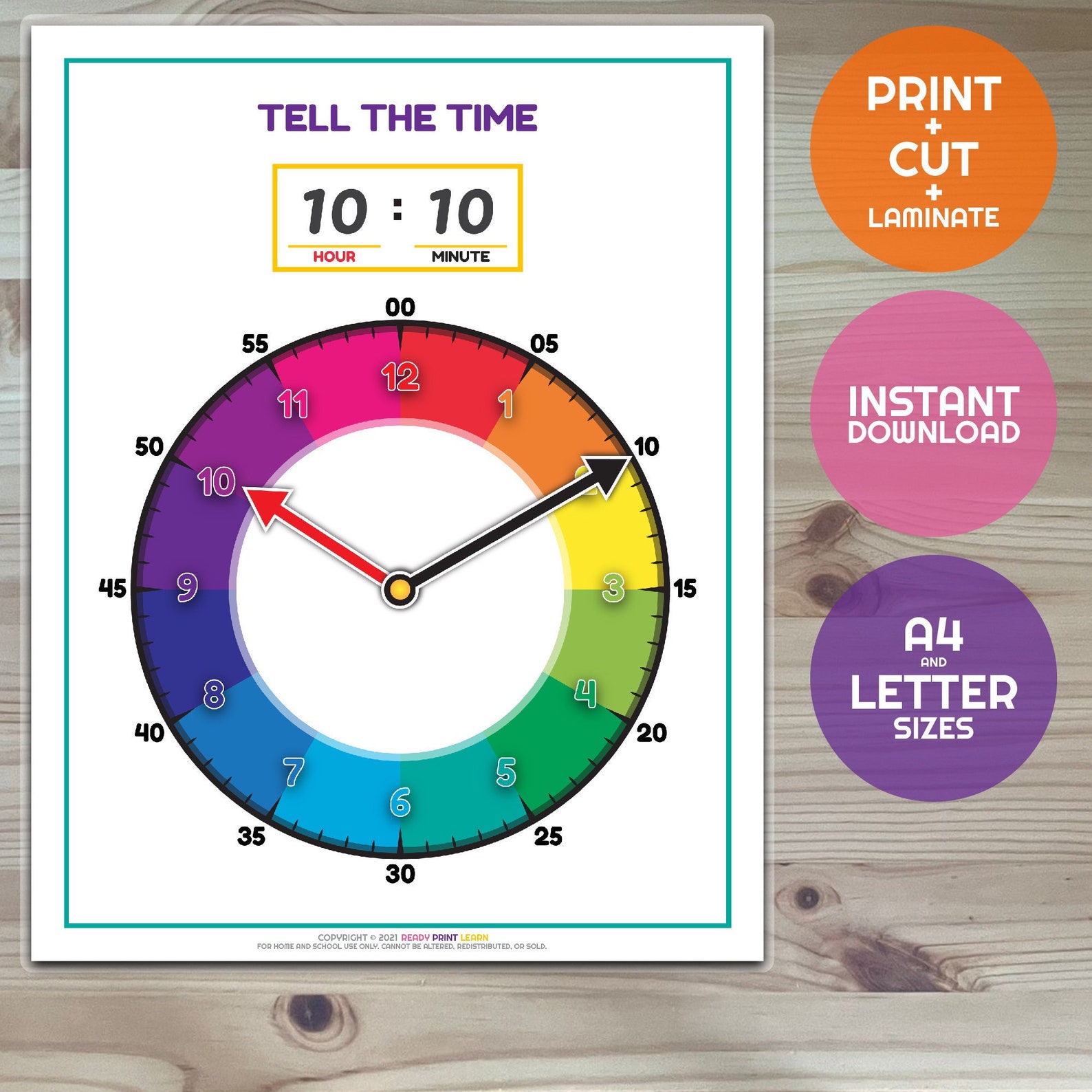 Learn to Tell the Time Printable Clock Kids Learning Game | Etsy UK