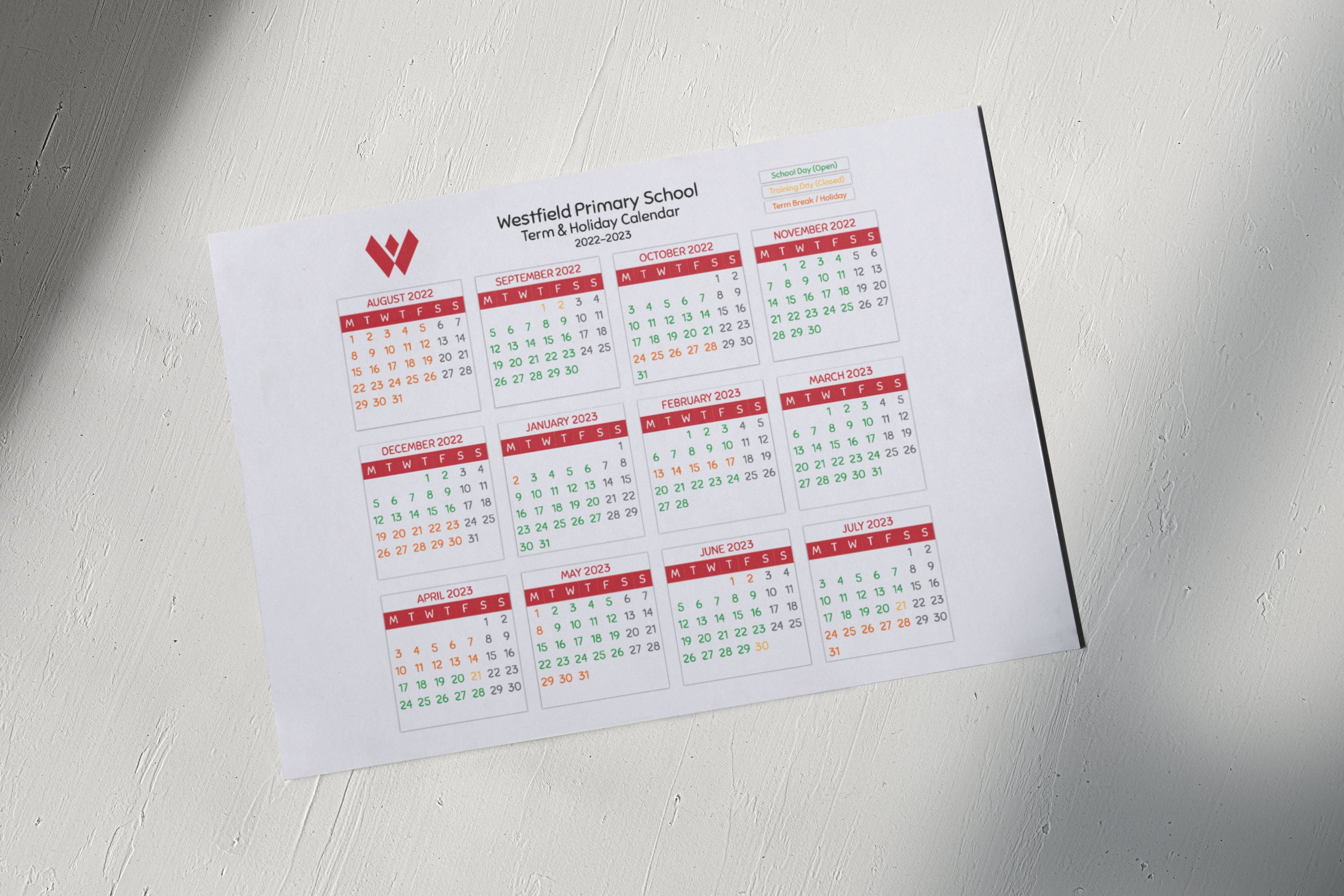 Custom Annual School Calendar Printable Desk Postcard - Etsy
