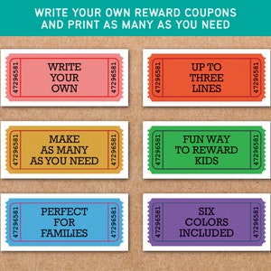 Printable Reward Coupons V2 - Editable PDF Fields - Kids - Kindergarten ...