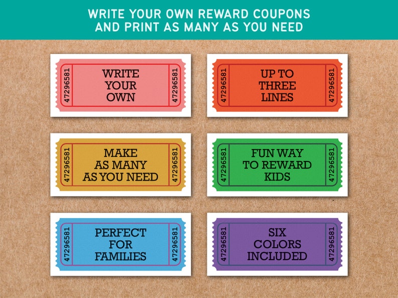 Printable Reward Coupons V2 - Editable PDF Fields - Kids - Kindergarten ...