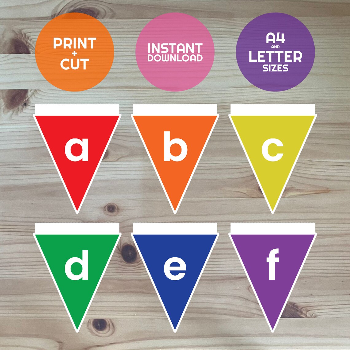 Alphabet Triangle Bunting A to Z Printable Party | Etsy