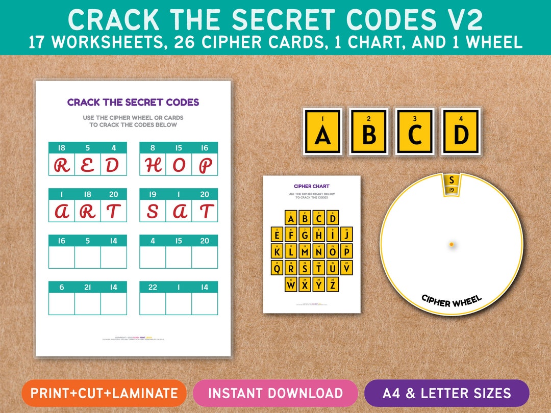 Crack the Secret Codes V2 Printable Game Worksheet Preschool Spelling ...