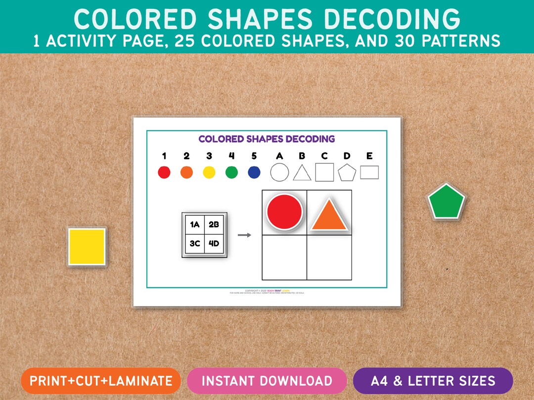 Colored Shapes Decoding - Pattern - Problem Solving - Preschool ...