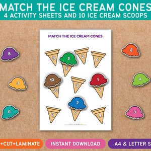 Match the Ice Cream Cones Scoops - Numbers - Problem Solving ...