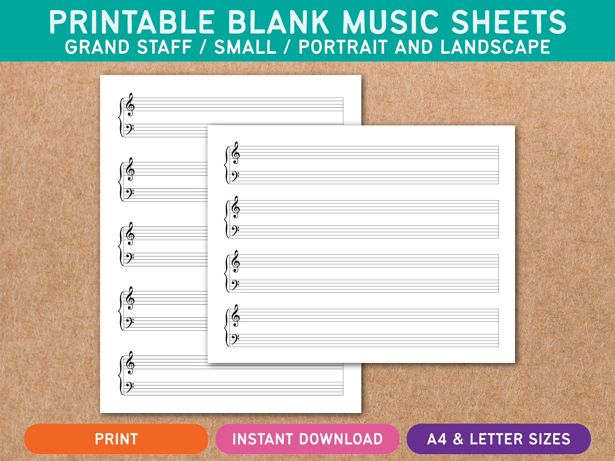Printable Blank Music Sheets - Grand Staff Small - Manuscript Paper ...