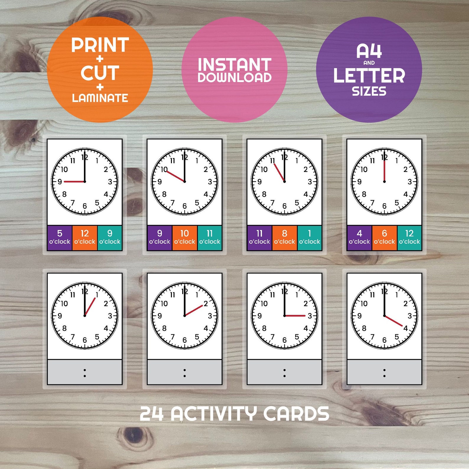 Clock Activity Cards Beginner Clip & Write the Time Task - Etsy UK