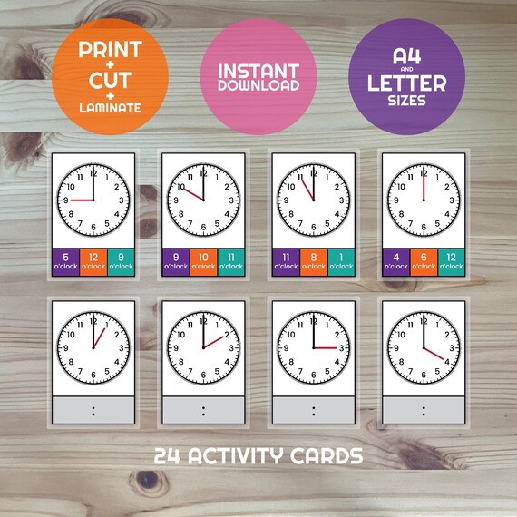 Clock Activity Cards Beginner Clip & Write the Time Task | Etsy