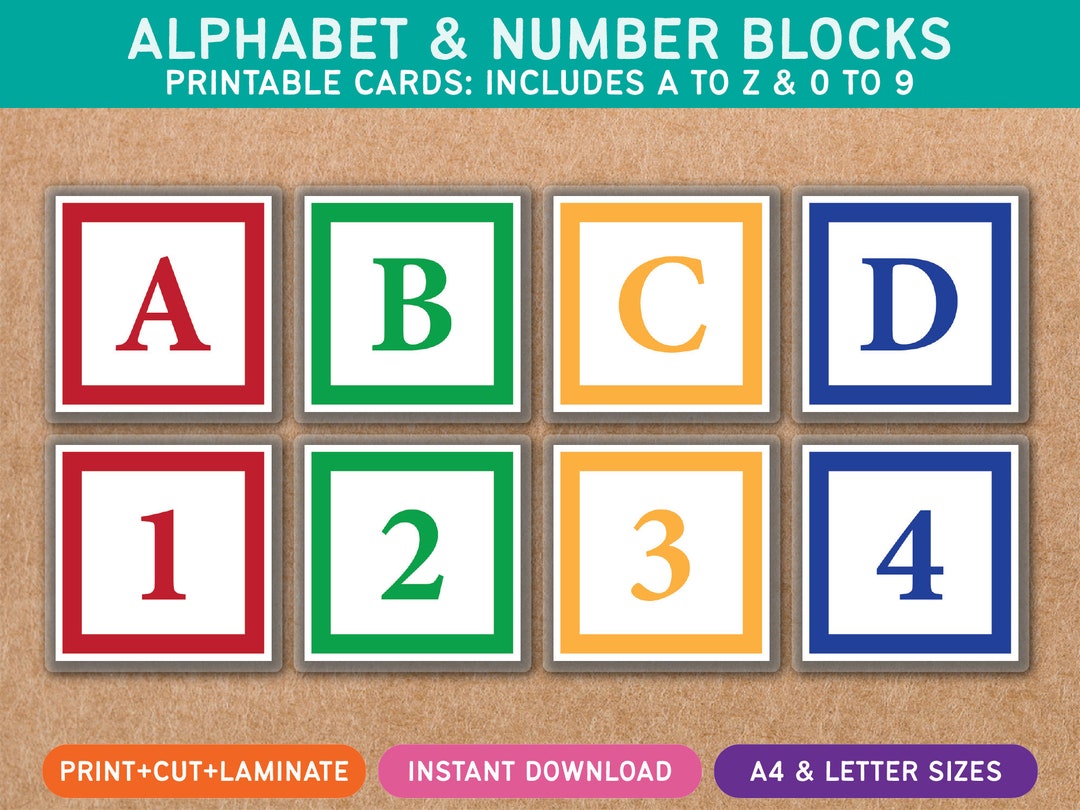 Alphabet & Number Blocks - Printable Cards - A to Z and 0 to 9 ...