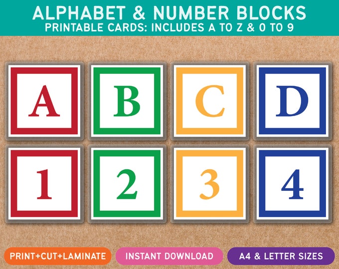 Alphabet & Number Blocks - Printable Cards - A to Z and 0 to 9 ...