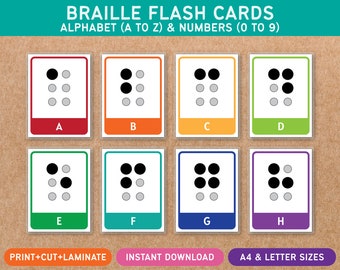 Braille Flash Cards V2 - Large - Alphabet & Numbers - Printable ...