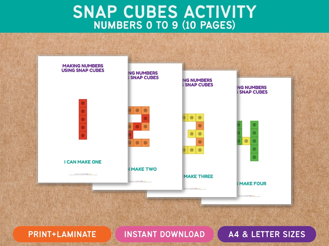 Snap Cubes Activity Printable Numbers 0 to 9 Homeschool Learning ...