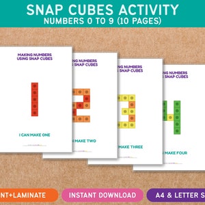 Snap Cubes Activity Printable Numbers 0 to 9 Homeschool Learning ...