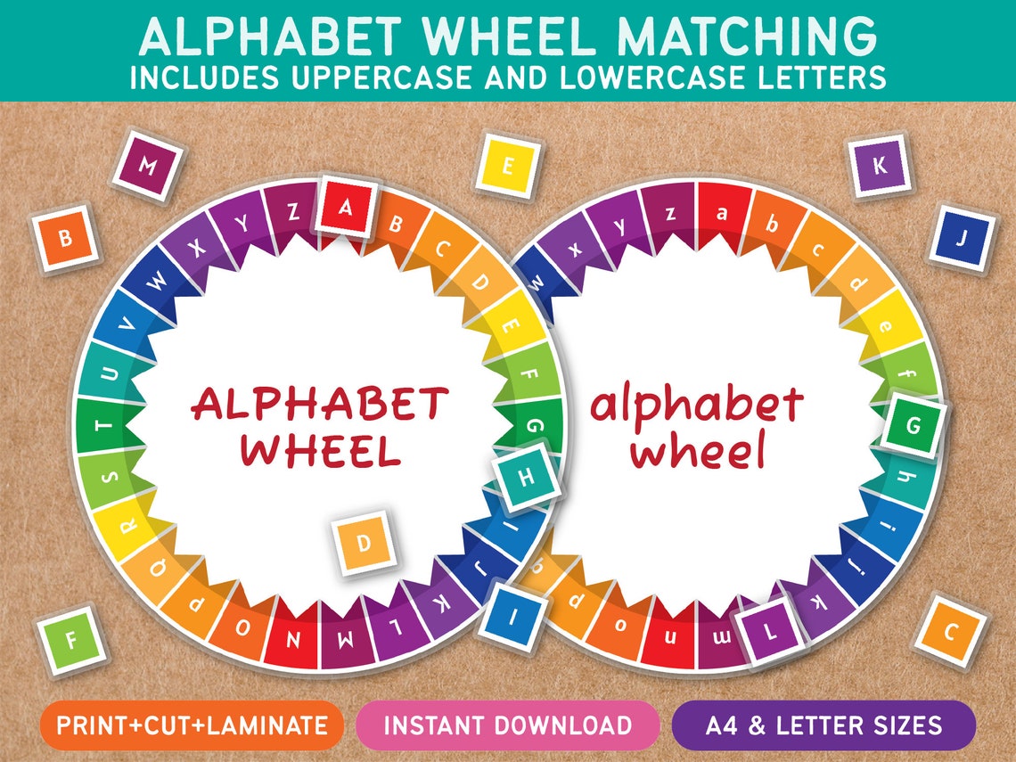 Alphabet Wheel Matching Uppercase Lowercase Letters Printable Preschool ...