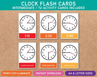 Clock Flash Cards - Beginner - Time - Busy Book Binder - Task Boxes ...