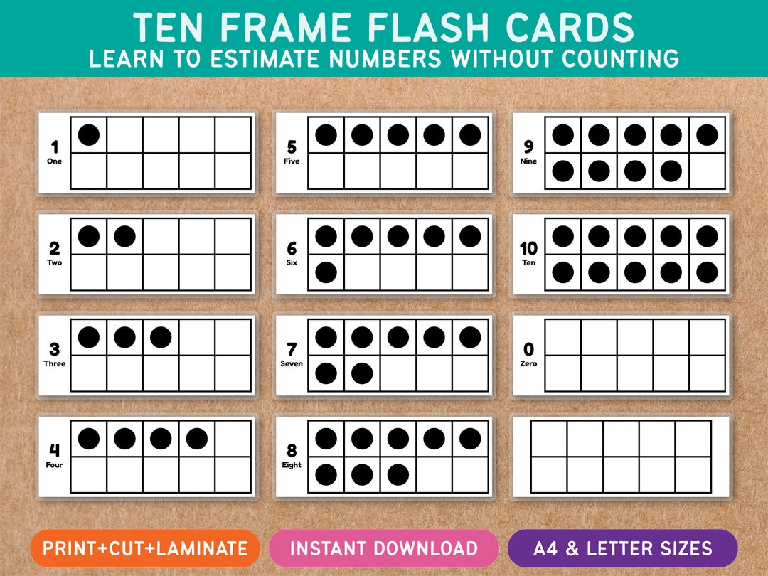 Ten Frame Flash Cards - Learning Numbers 1 to 10 - Counting - Preschool ...