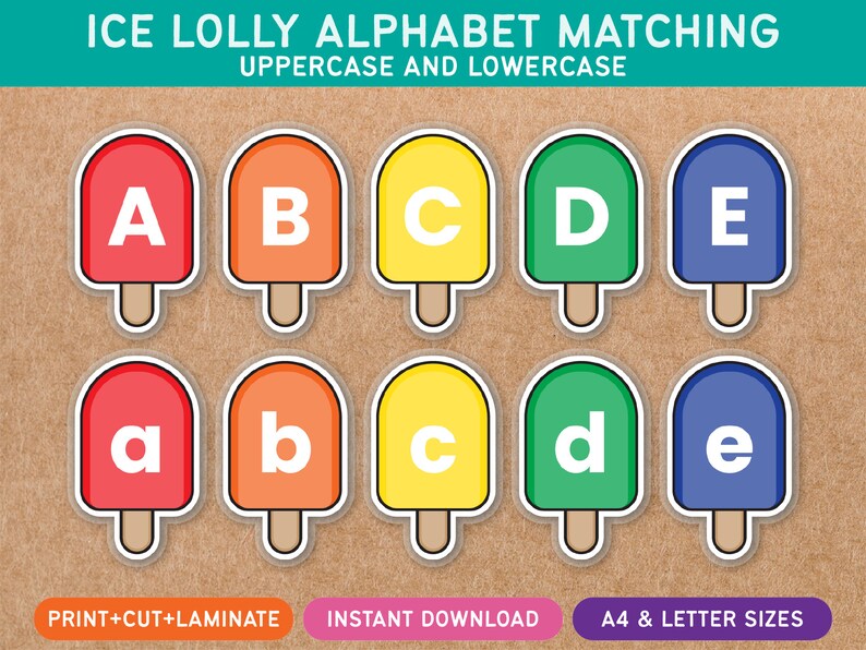 Ice Lolly Alphabet Letters Matching Popsicle Preschool Homeschool ...