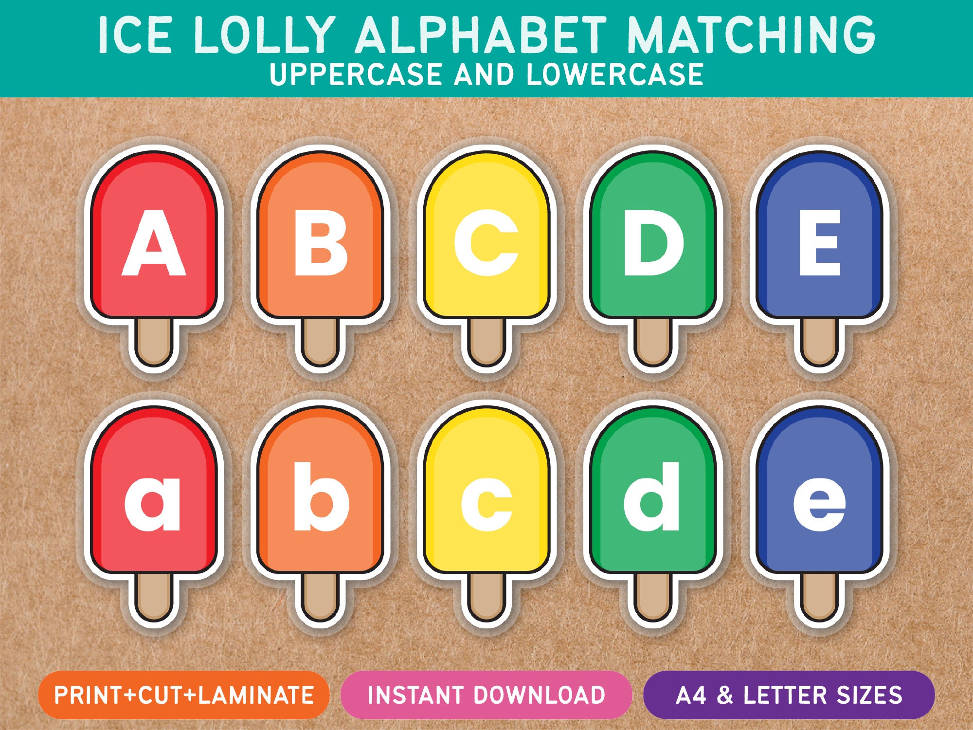 Ice Lolly Alphabet Letters Matching Popsicle Preschool Homeschool ...