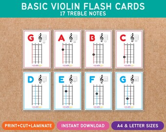 Music Notes Flashcards Treble G Clef Music Theory Learn Piano Lessons ...