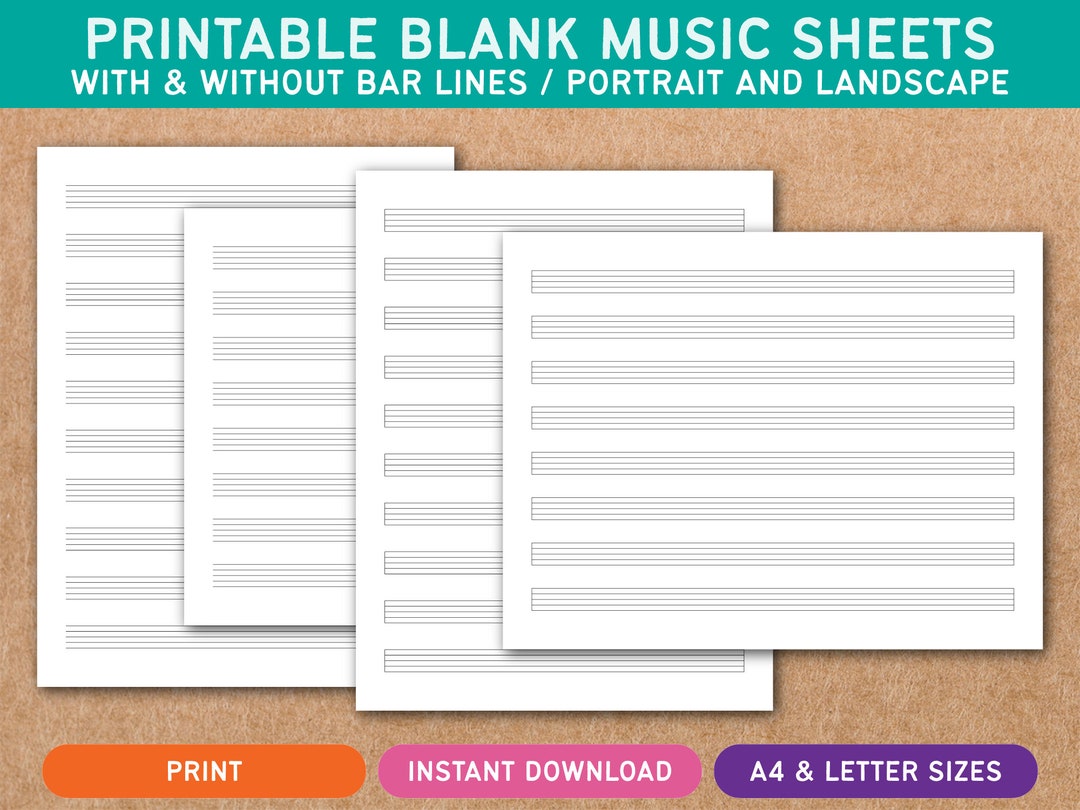 Printable Blank Music Sheets - Manuscript Paper - Music Staff - Theory ...