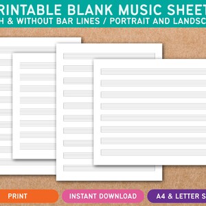 Printable Blank Music Sheets - Manuscript Paper - Music Staff - Theory ...