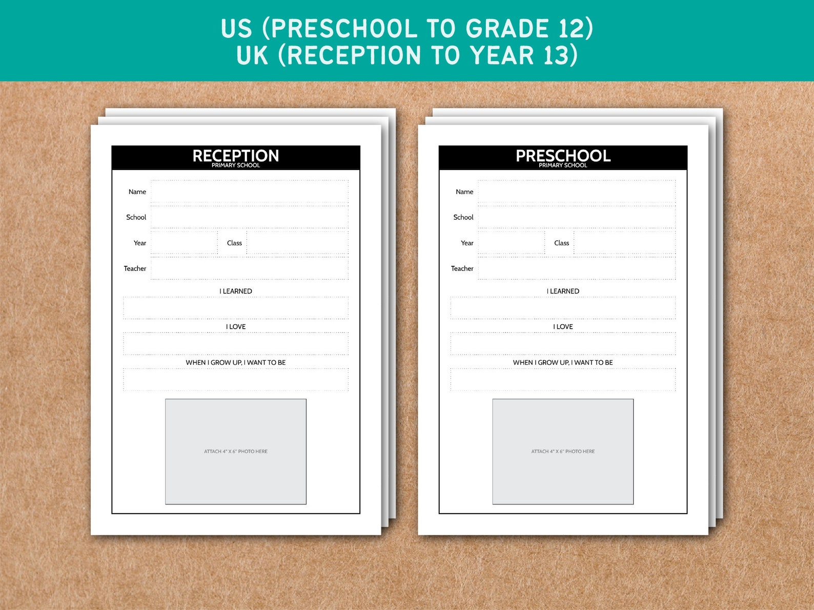 Yearly School Memory Templates US UK Reception Preschool Kindergarten ...