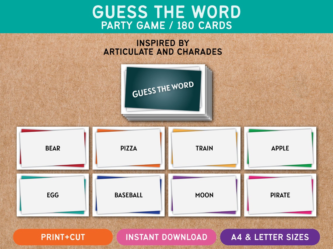Guess the Word - Printable Cards - Party Game - Inspired by Articulate ...