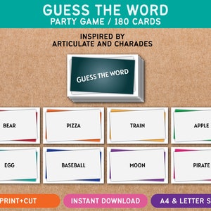 Guess the Word - Printable Cards - Party Game - Inspired by Articulate ...