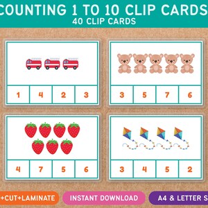 Counting 1 to 10 - Clip Cards - Activity - Printable - Numbers ...