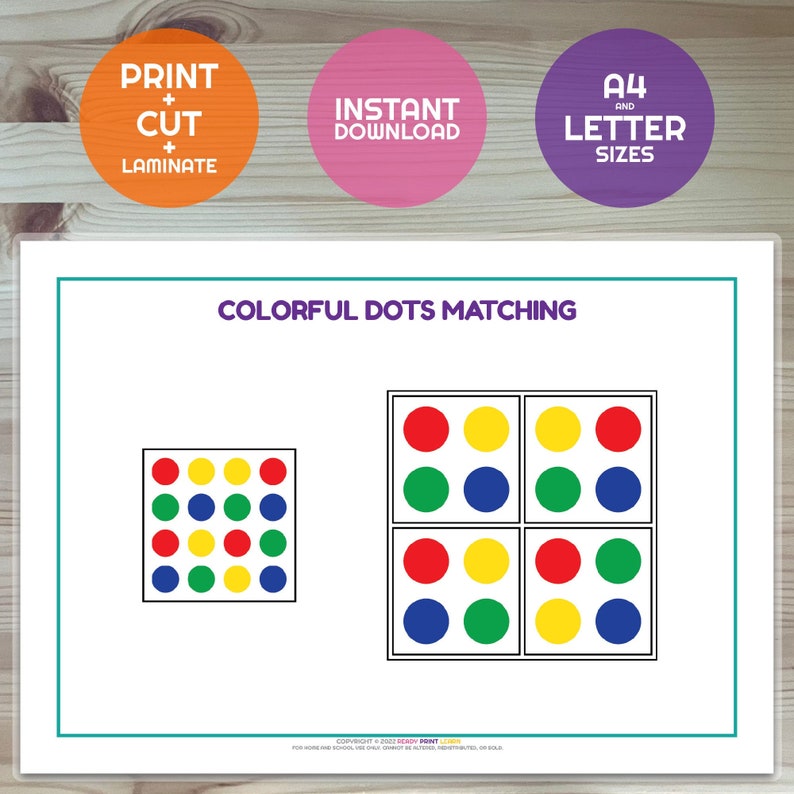 Colorful Dots Pattern Matching Problem Solving Worksheet Kindergarten ...
