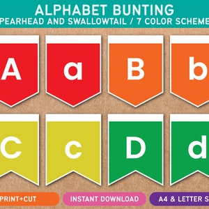 Alphabet Bunting Spearhead & Swallowtail Printable A to - Etsy