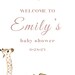 Editable Boho Giraffe Baby Girl Shower Welcome Sign Template, Bassinet ...